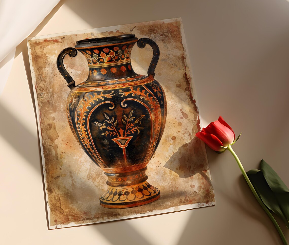 Etruscan Ceremonial Vase Art Print, Historical Pottery Design - Etsy