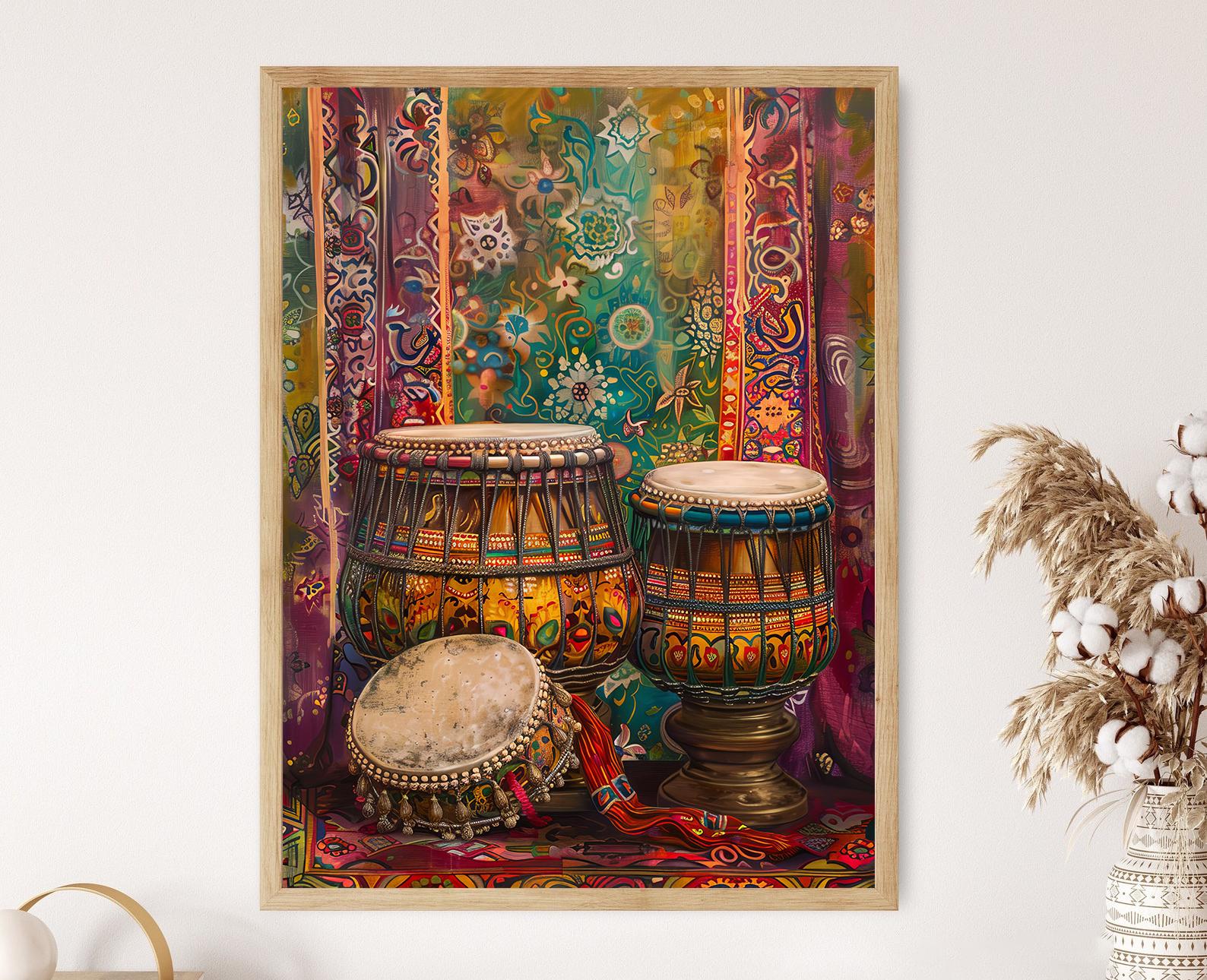 Majestic Tabla Set Art, Traditional Indian Musical Instrument Painting ...
