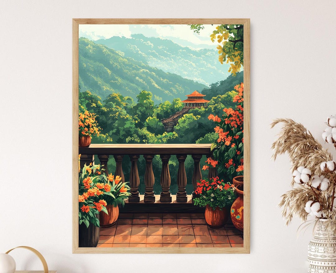 Kandy Rooftop Patio Art Print, Traditional Sri Lankan Decor Poster - Etsy