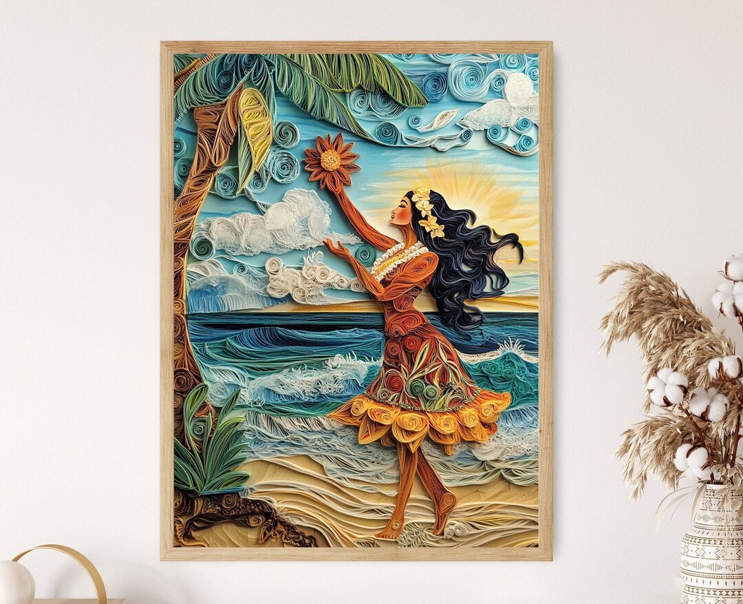 Hilo Island Hula Dancer Illustration, Tropical Hawaii Island - Etsy