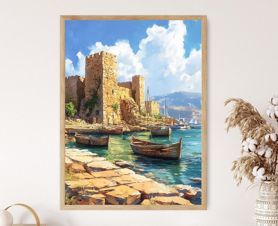 Byblos Ancient Harbor Art Print, Lebanese Coastal Decor Poster - Etsy