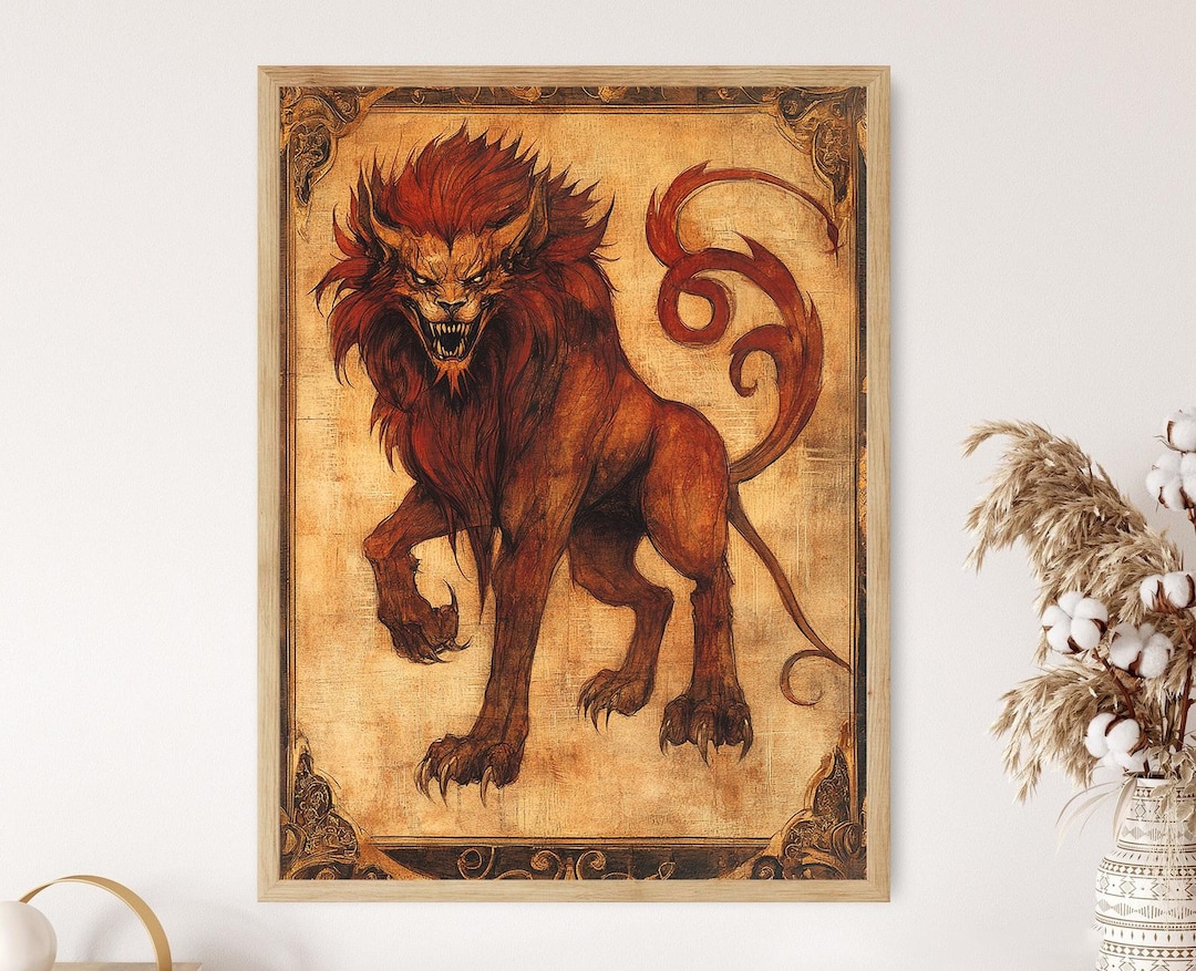 Manticore Bestiary Illustration, Medieval Persian Myth, Illuminated ...