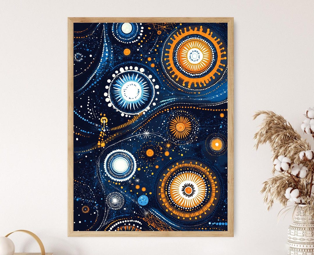 Aboriginal Starry Night Art Print, Ancestor Spirit Dot Painting Poster ...