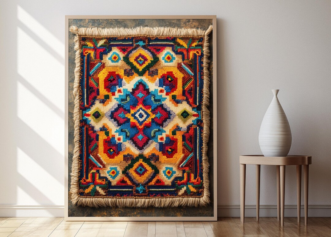 Mexican Huichol Beadwork Ornament Art Print, Traditional Cultural Decor ...