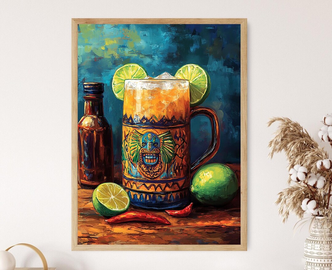 Mexican Michelada Art Print, Ceramic Mug With Aztec Motifs and Chili ...