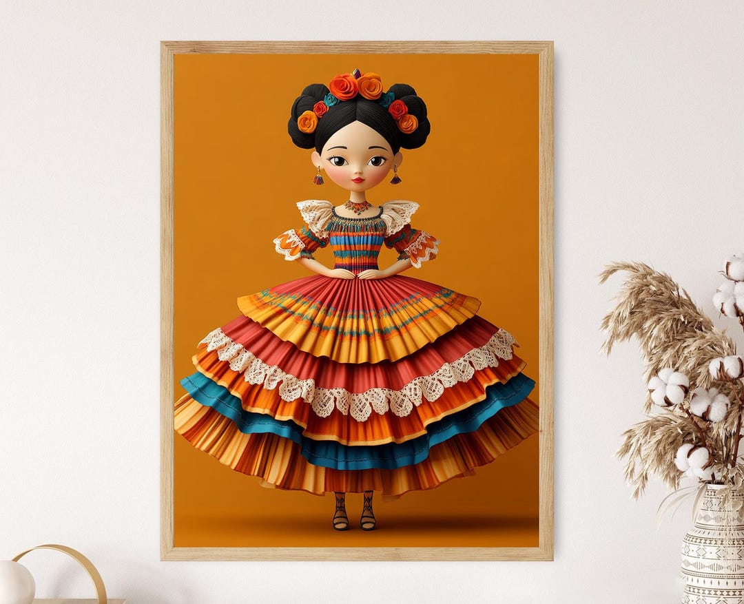 Colombian Doll Art Print, Traditional Cumbia Dress, - Etsy