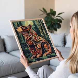 Haida Bear Art Print, Formline Style, Strength and Protection, Forest ...