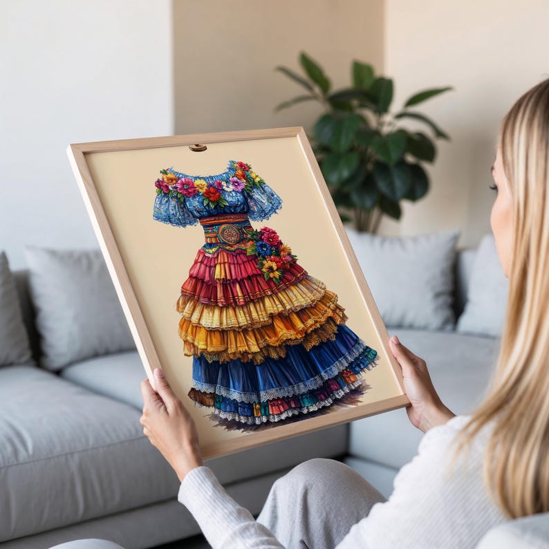 Puerto Rican Bomba Dress and Headdress Illustration, Traditional Dance ...