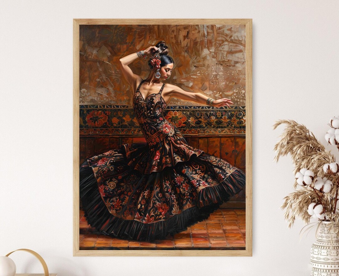 Flamenco Dancer Art Print, Colorful Spanish Dance Illustration, Living ...