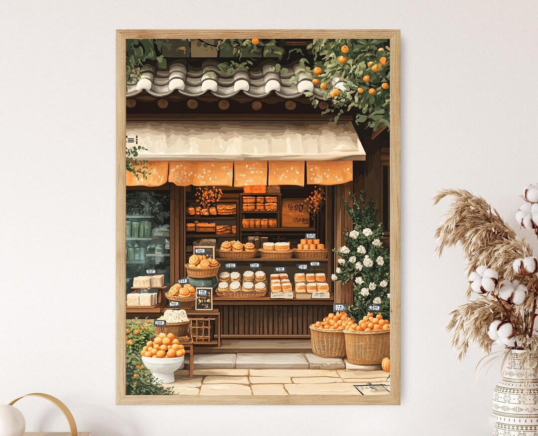 Chuseok Rice Cake Shop Art Print: Korean Harvest Scene - Etsy