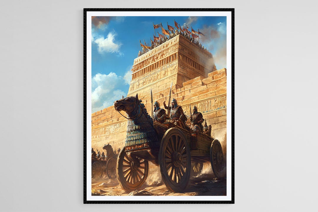 Babylonian War Chariot Art Print, Ancient Soldiers and Military Prowess ...