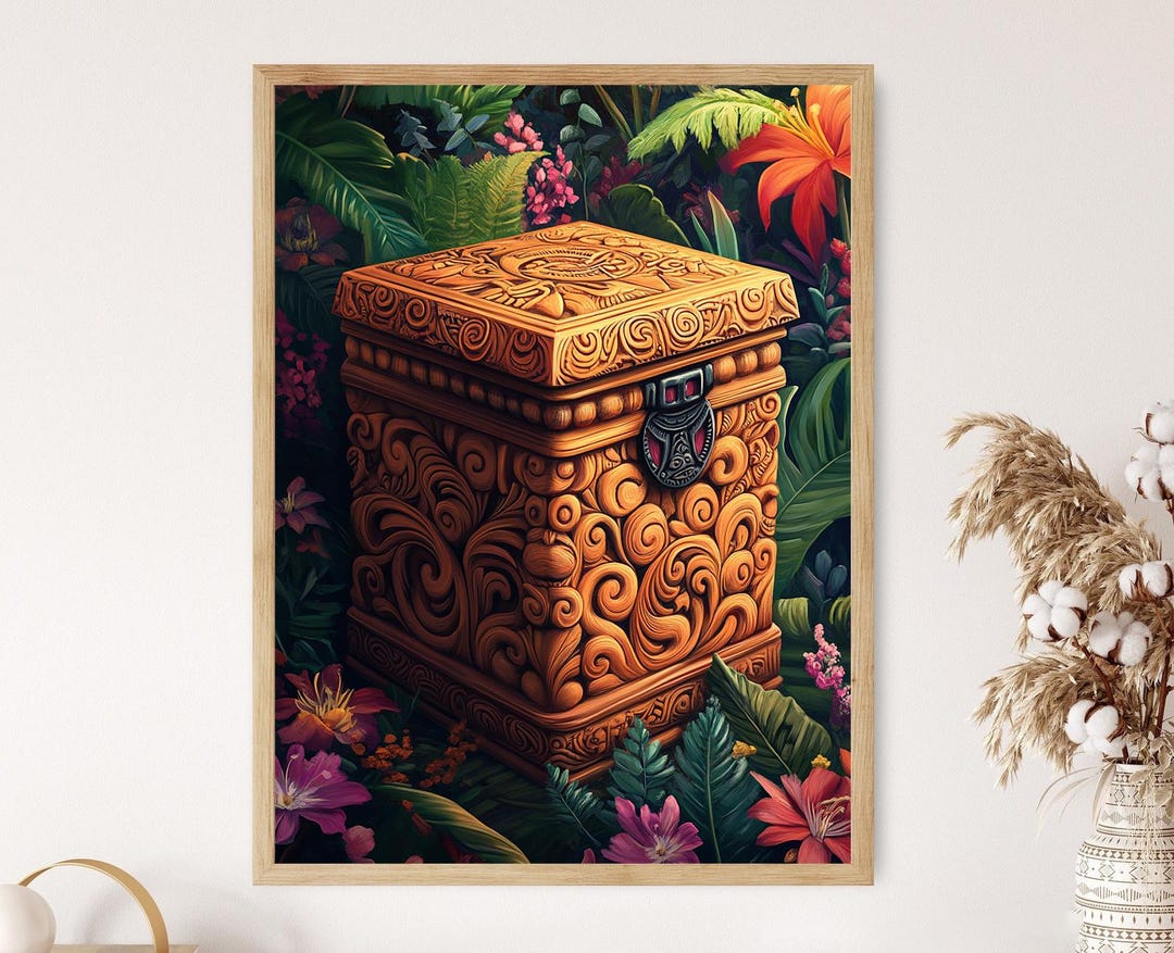 Maori Wakahuia Treasure Box Art Print: New Zealand Cultural Carving ...