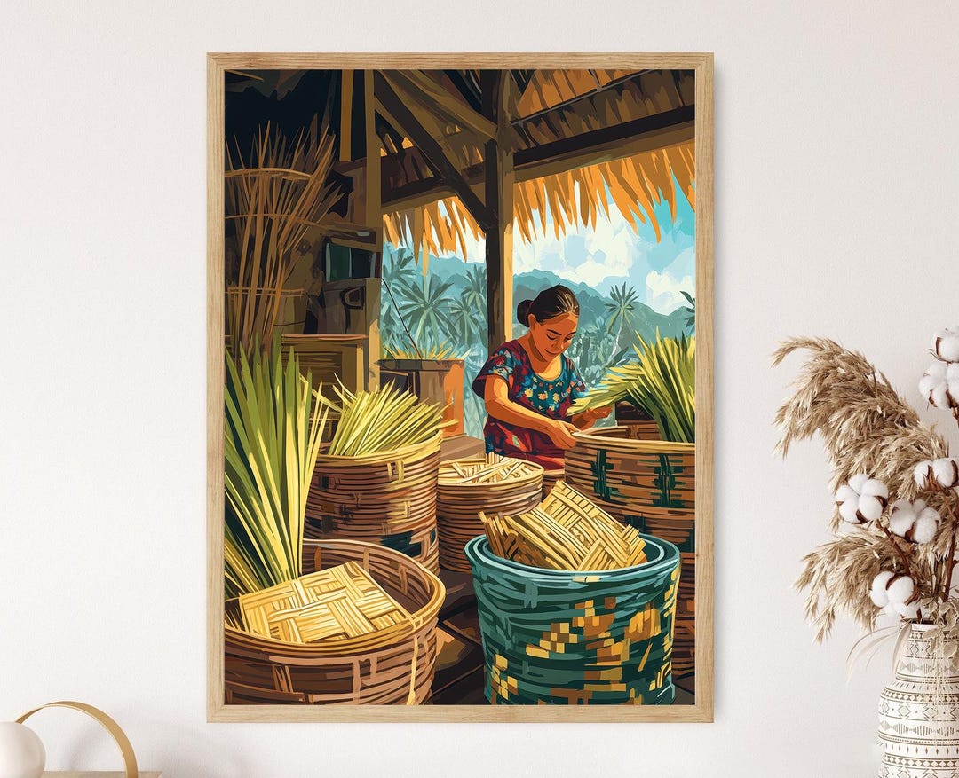 Basket Weaving Art Print, Filipino Rattan and Pandan Crafts - Etsy