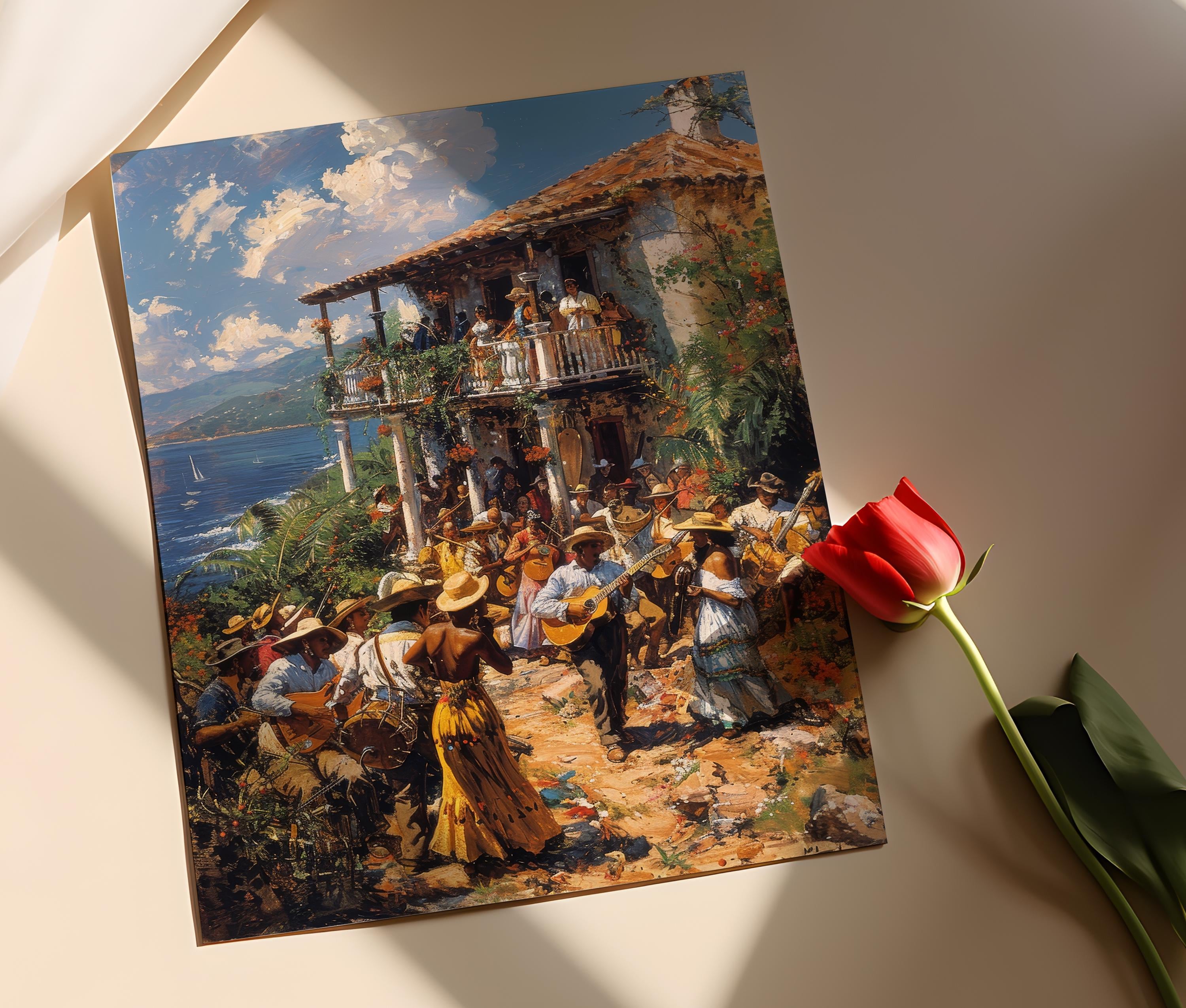 Puerto Rican Parranda Art Print: Festive Caribbean Island Decor - Etsy