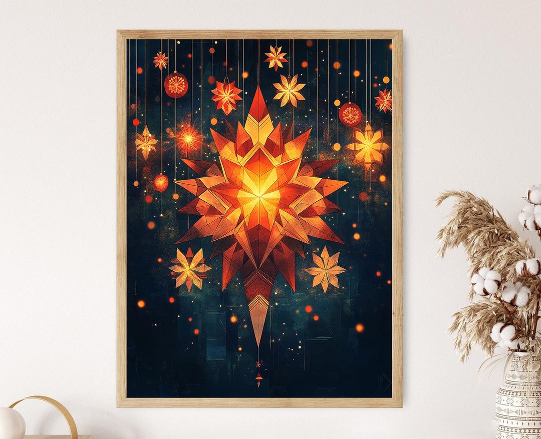 Modern Filipino Parol Art Print, Geometric Christmas Decor Poster - Etsy