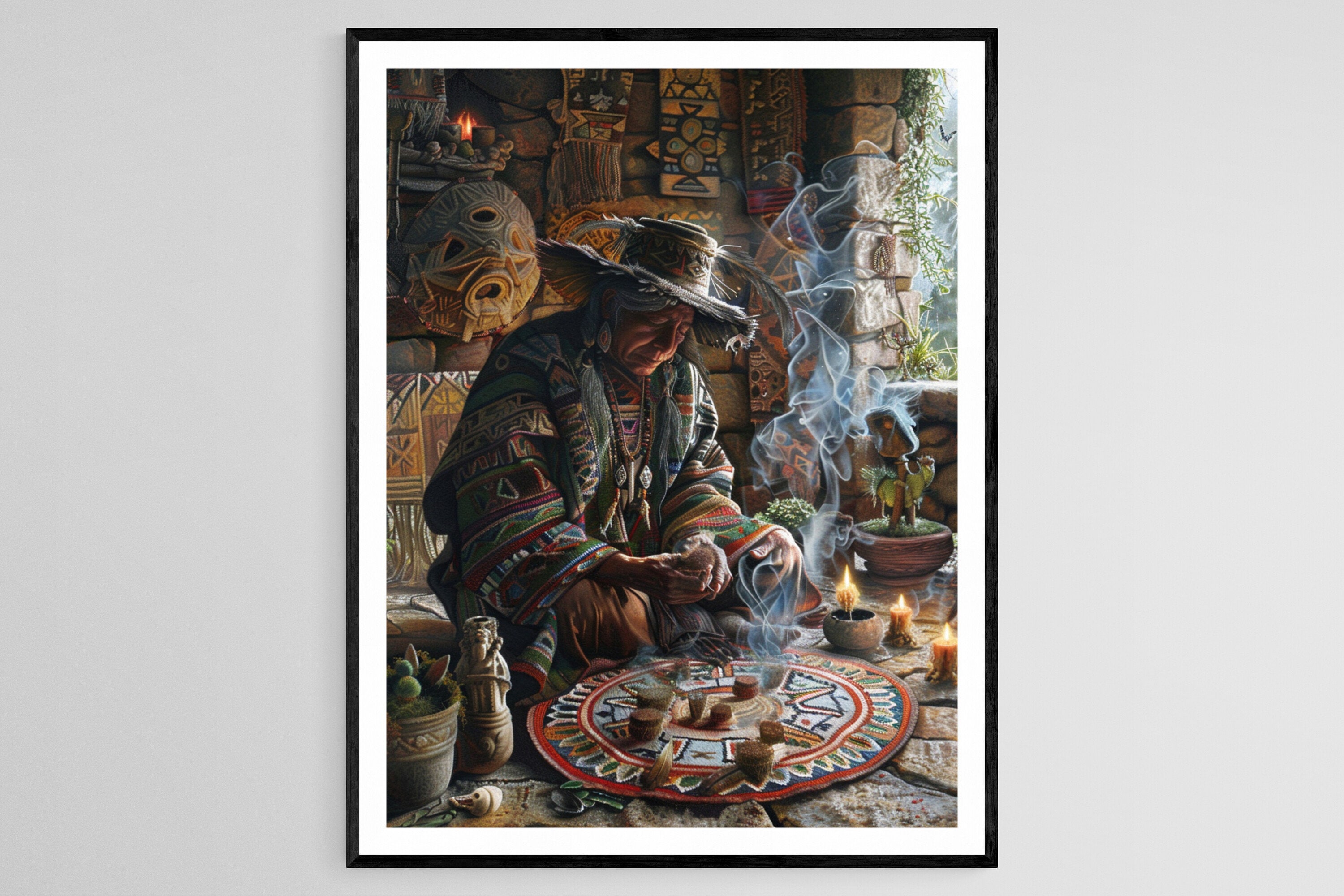 Andean Shaman Art, Peruvian Ceremony Print, Peru Heritage Art Print ...