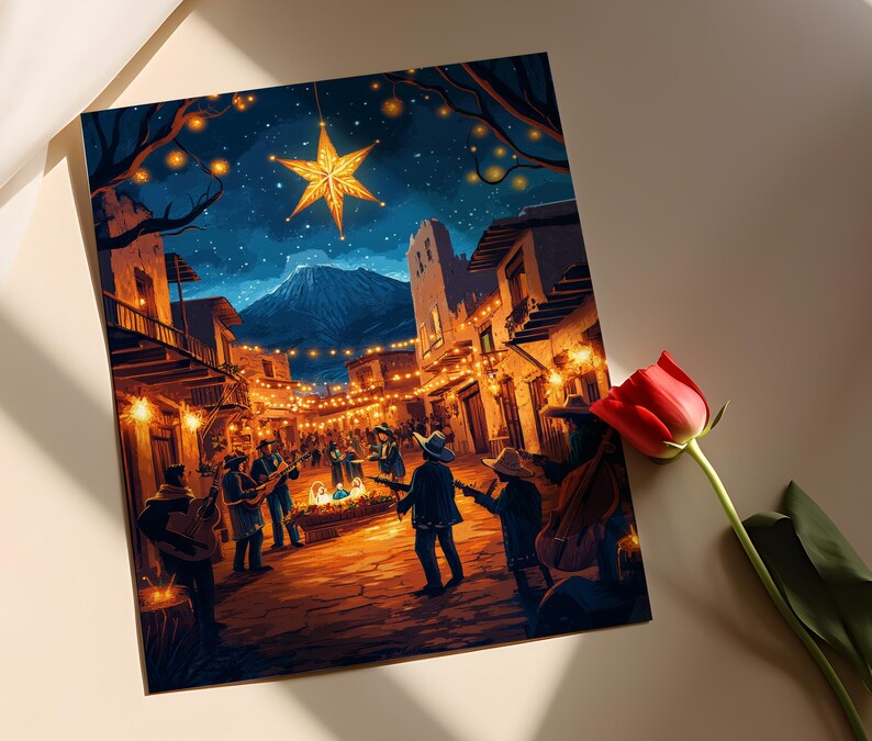 Las Posadas Street Art Print: Mexican Nativity Scene With Piñata - Etsy