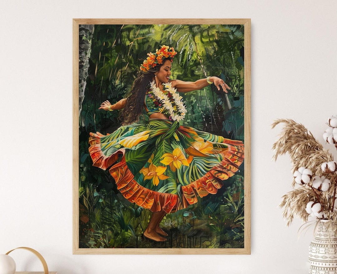 Hula Dancer Art Print: Tropical Island Illustration, Boho Decor - Etsy