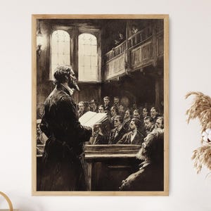 John Calvin Geneva Sermon Art Print, Protestant Reformation Decor ...