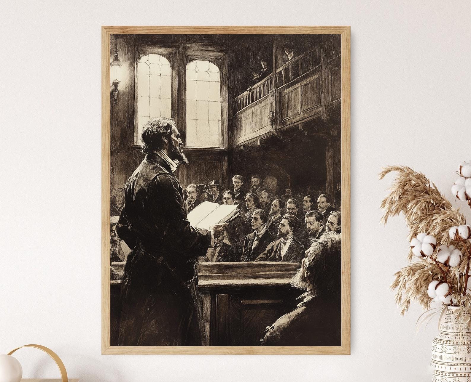 John Calvin Geneva Sermon Art Print, Protestant Reformation Decor ...