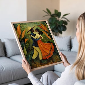 Bomba and Plena Dance, Traditional Puerto Rican Dance Couple Art Print ...