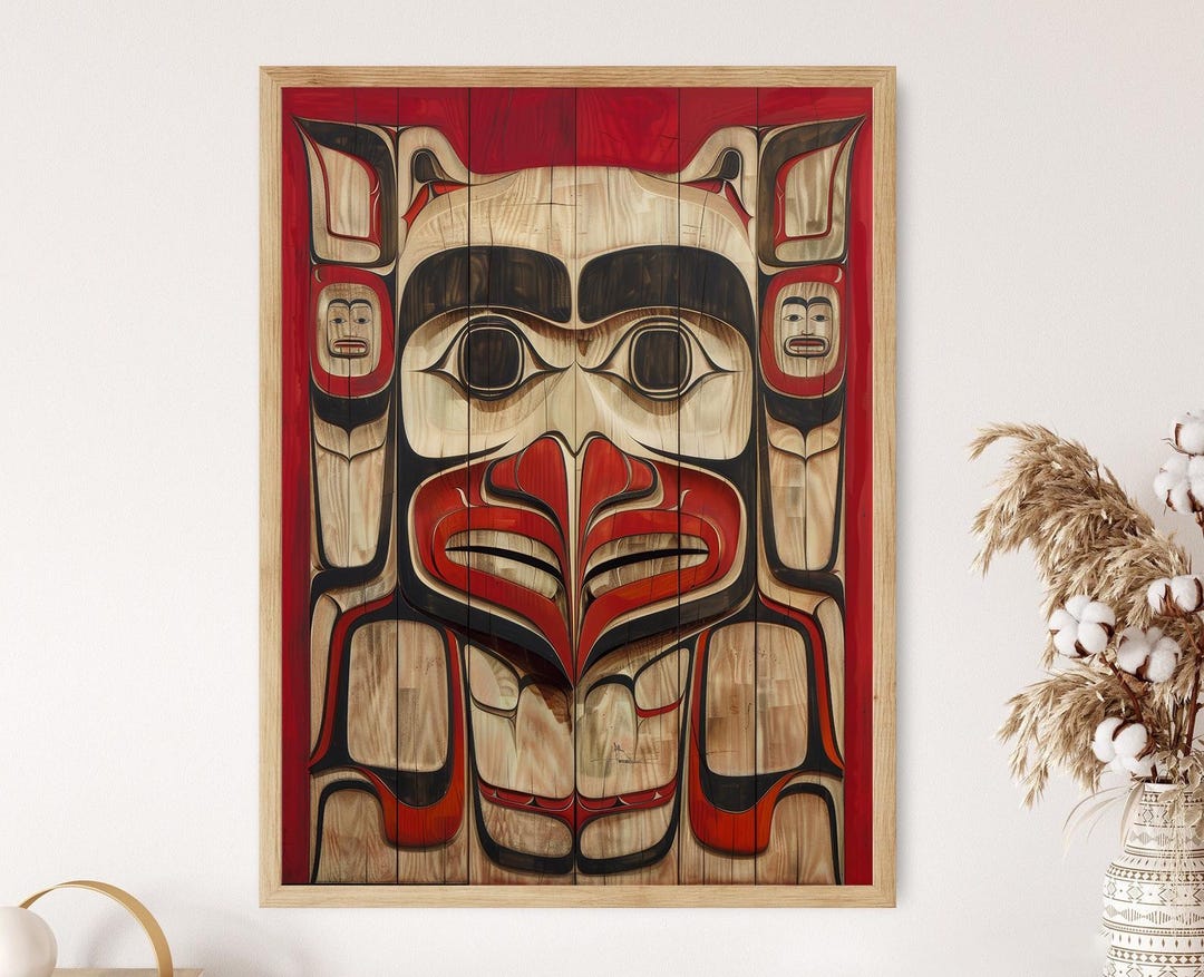 Traditional Haida Art - Bold Totem Print, Cultural Heritage Decor ...