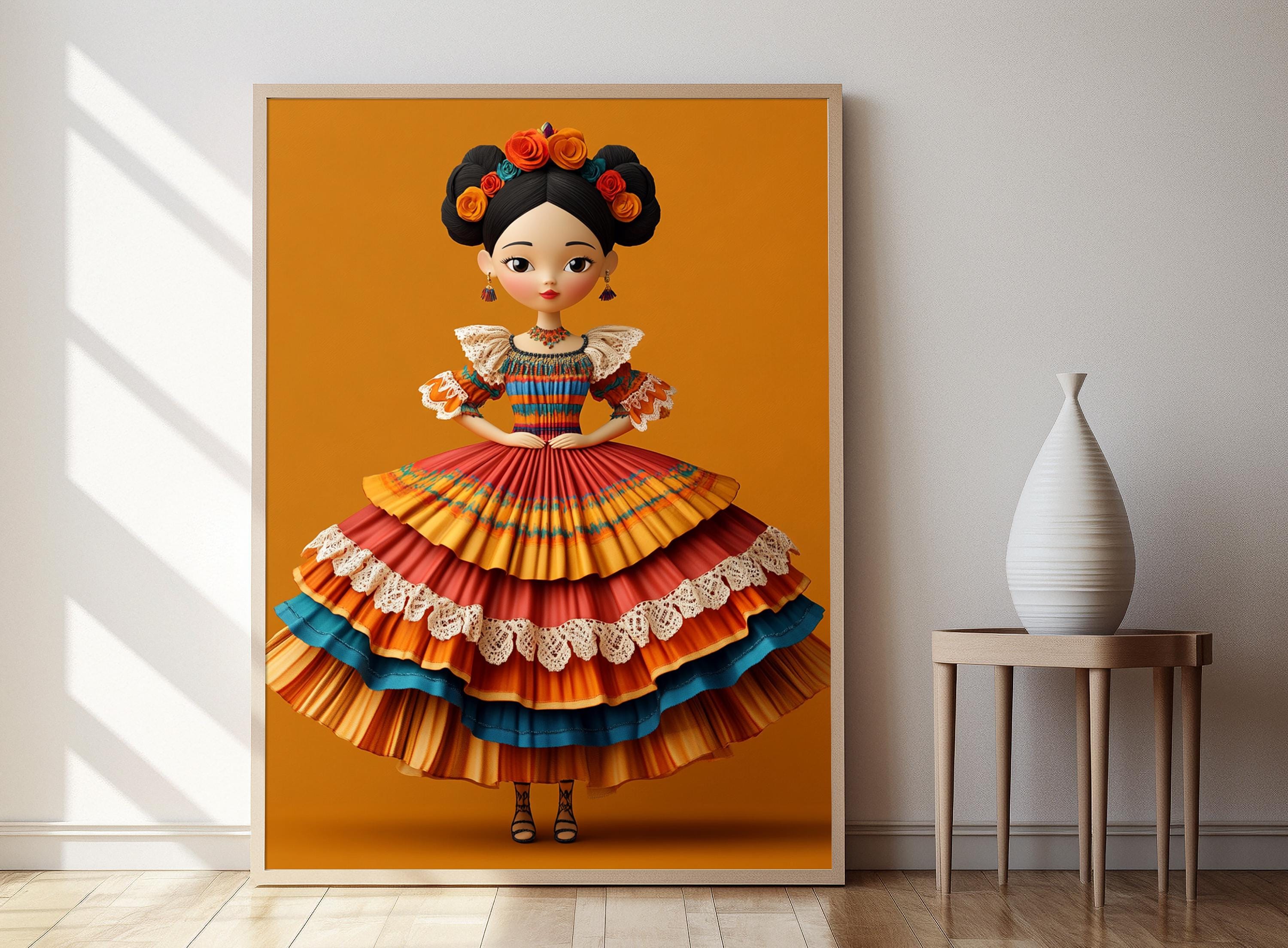 Colombian Doll Art Print, Traditional Cumbia Dress, - Etsy