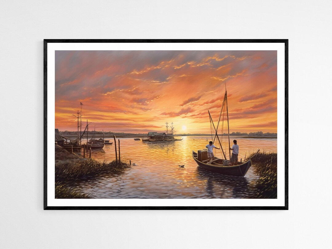 Sunset at Manila Port Art Print | Philippines Landscape Poster - Etsy
