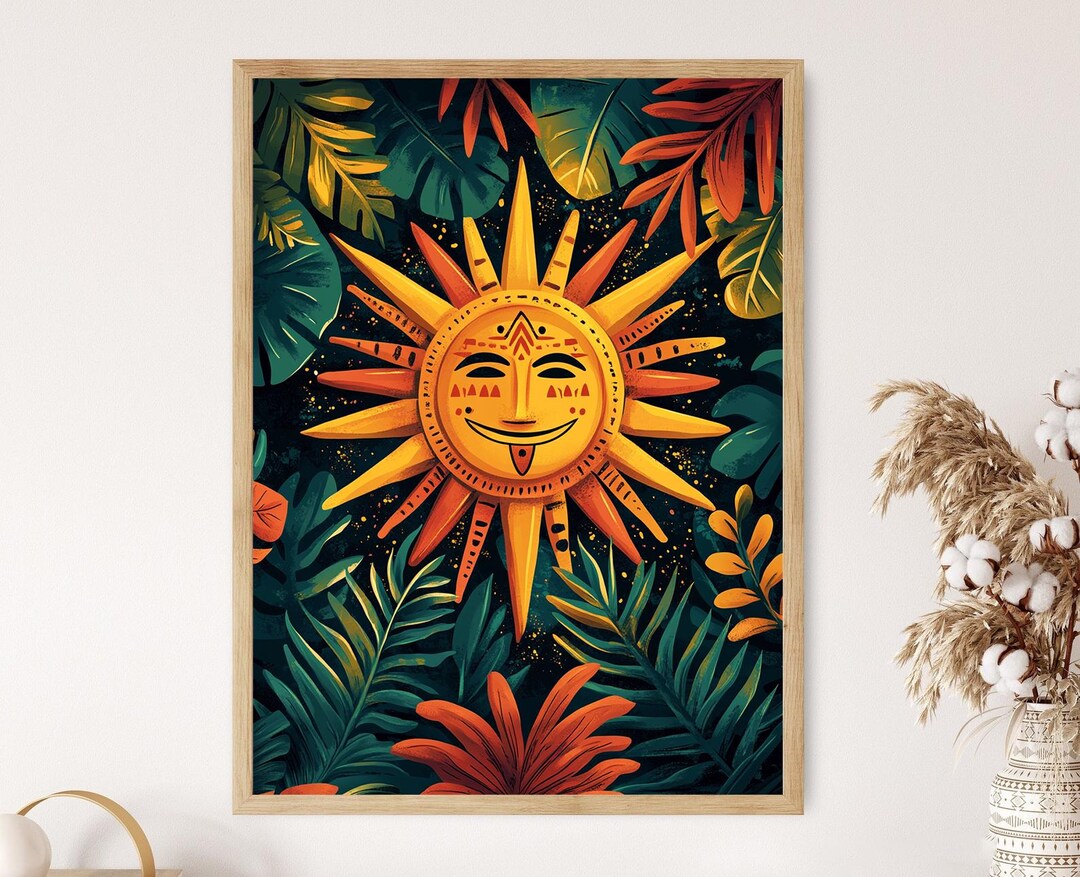 Taíno Sun Symbol Illustration, Puerto Rican Tribal Folk Art - Etsy