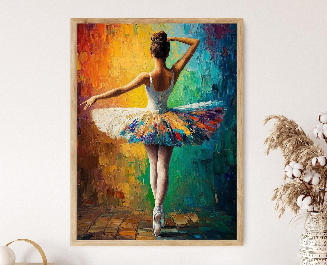 Elegant Ballet Dancer in Colorful Tutu, Dance Studio Art Print, Vibrant ...