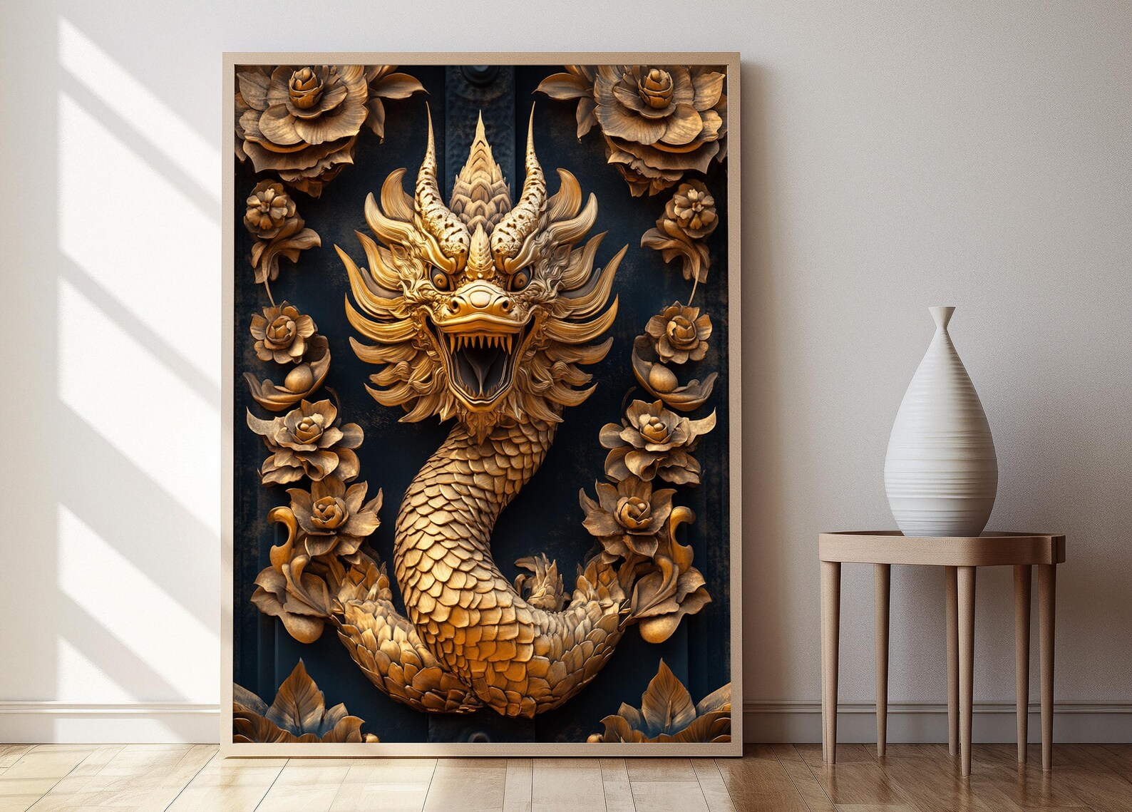 Thai Temple Ornament Naga Design Art Print, Golden Cultural Poster - Etsy
