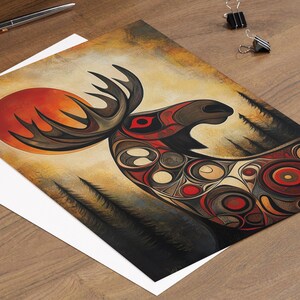 Haida Moose Art Print, Indigenous Native Spirit and Strength, Tribal ...