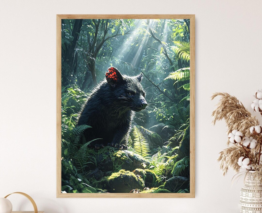 Tasmanian Devil in Forest Scene Art Print, Wildlife Decor Poster - Etsy