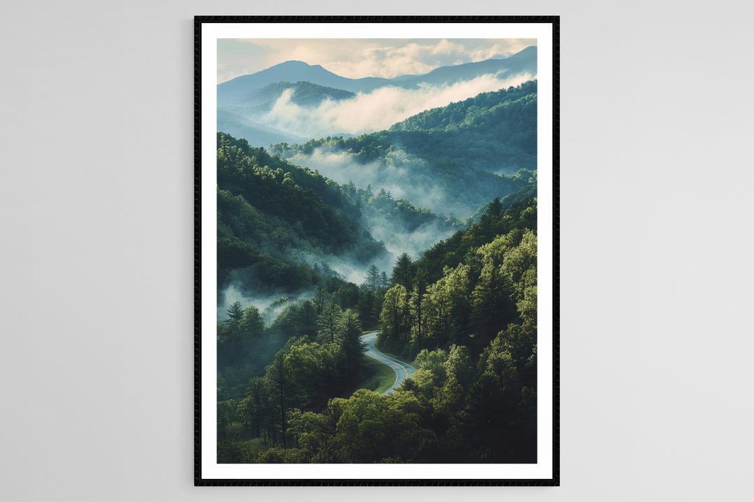 Blue Ridge Mountains Virginia Art Print, Rolling Hills and Morning Mist ...