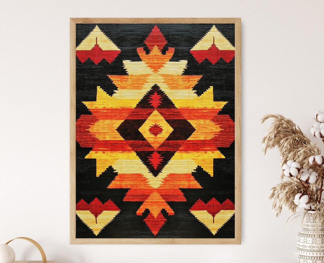 Apache Fire Motif Art Print, Native American Tribal Pattern, Flame ...