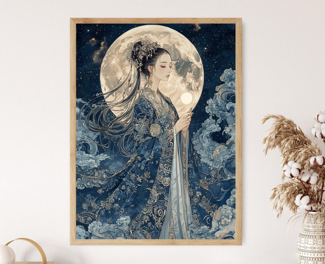 Changxi Lunar Goddess Art Print, Celestial Moon Decor Poster, Chinese ...