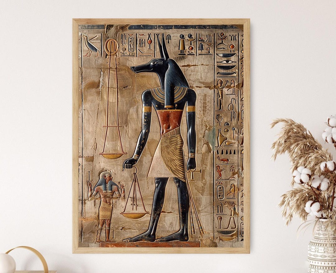 Egyptian Anubis Art Print, Hall of Maat Wall Decor, Mythology Poster - Etsy