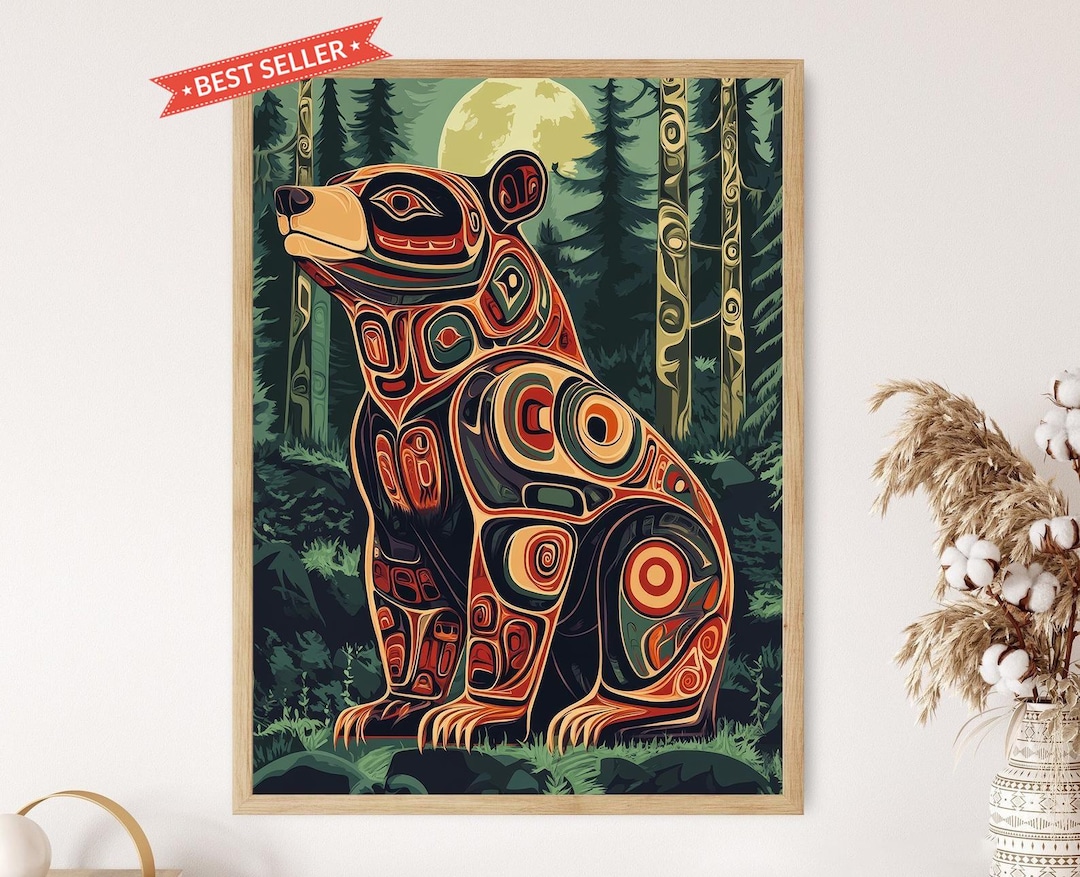 Haida Bear Art Print, Formline Style, Strength and Protection, Forest ...