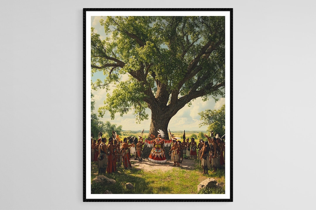 Lakota Sun Dance Art Print, Native American Regalia, Sacred Tree ...