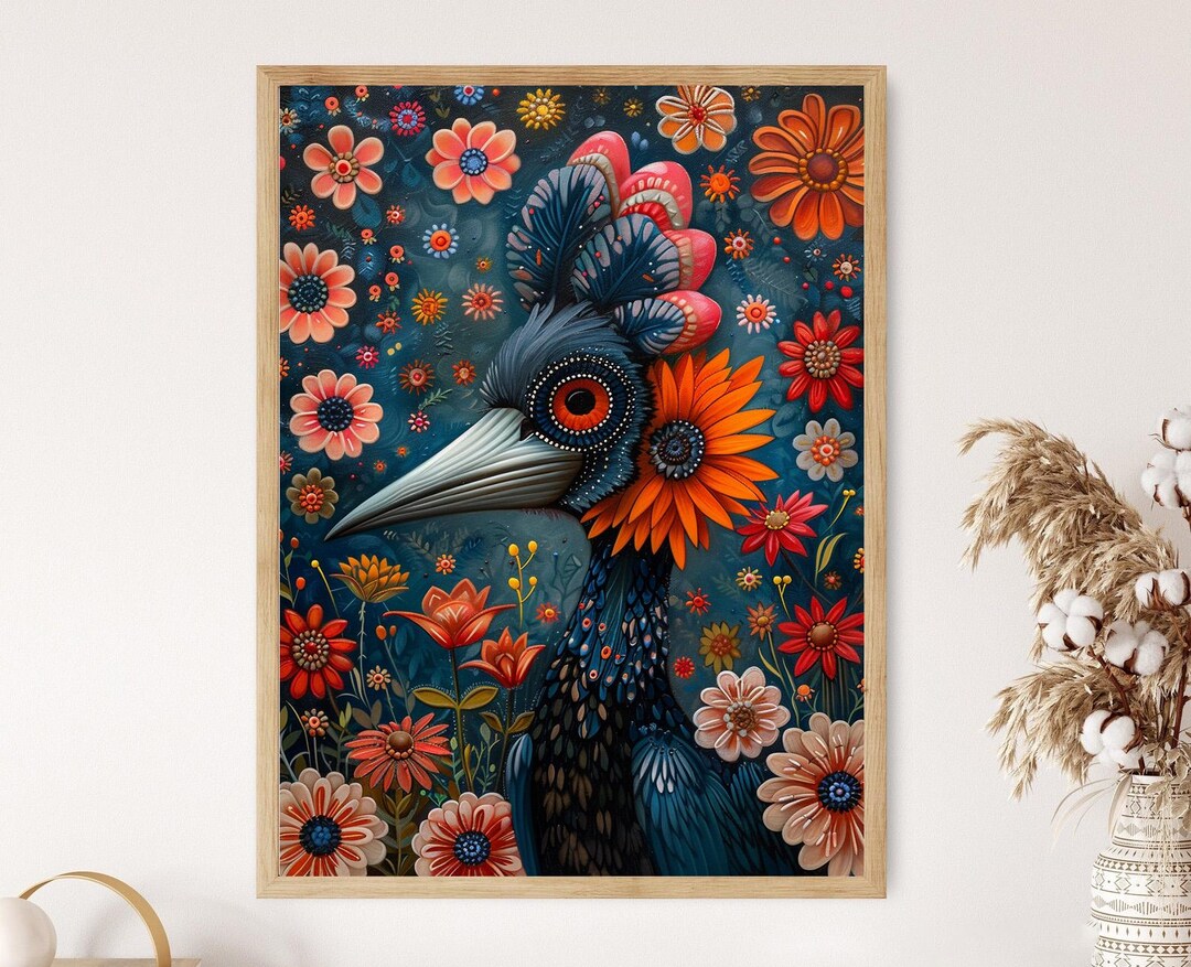 Bird Otomi Painting: Mexican Folk Art Wall Decor - Etsy