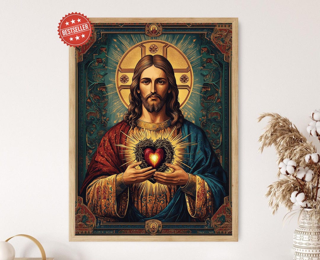 Sacred Heart of Jesus Icon, Byzantine Catholic Art, Christian ...