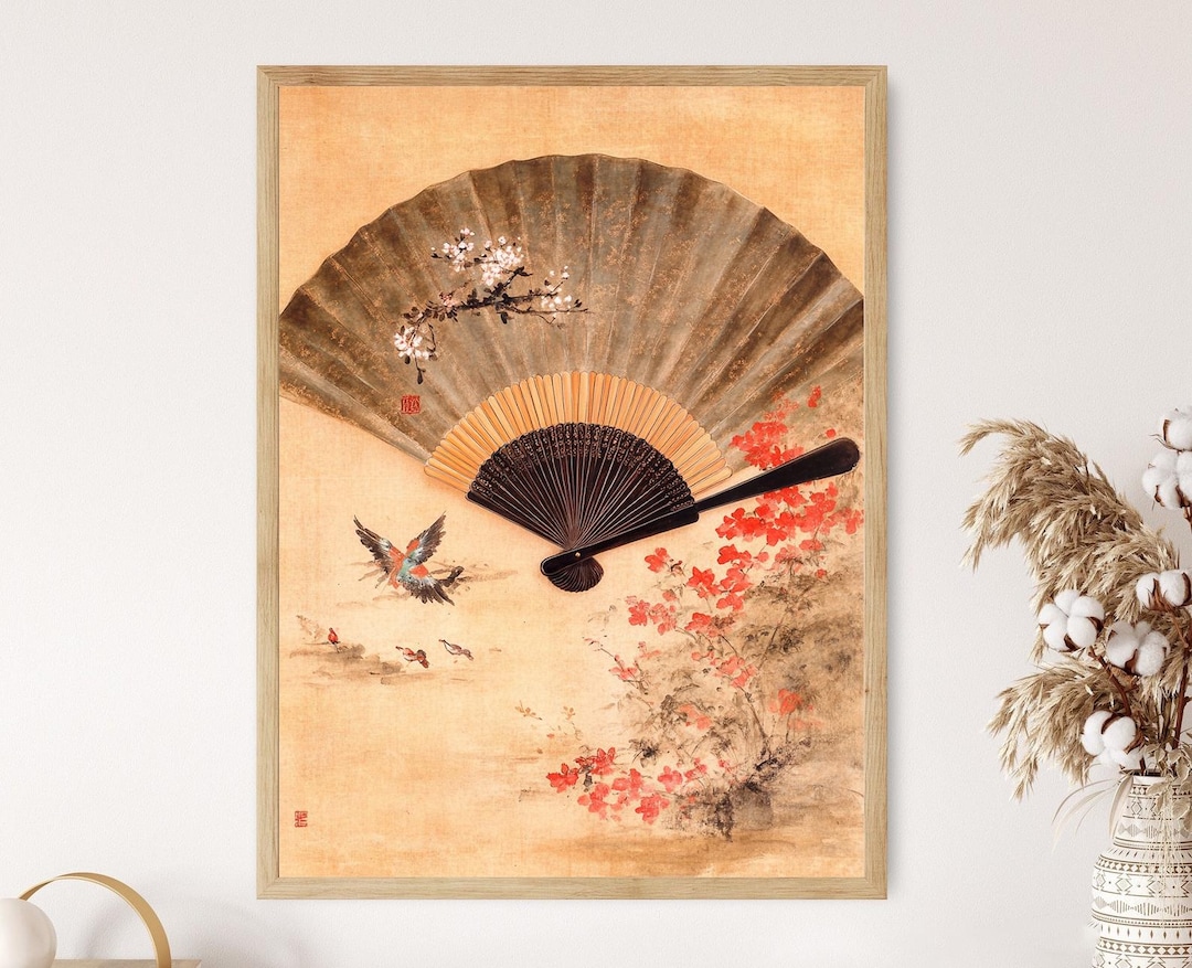 Qing Dynasty Fan Art Print, Chinese Landscapes, Birds and Flowers ...
