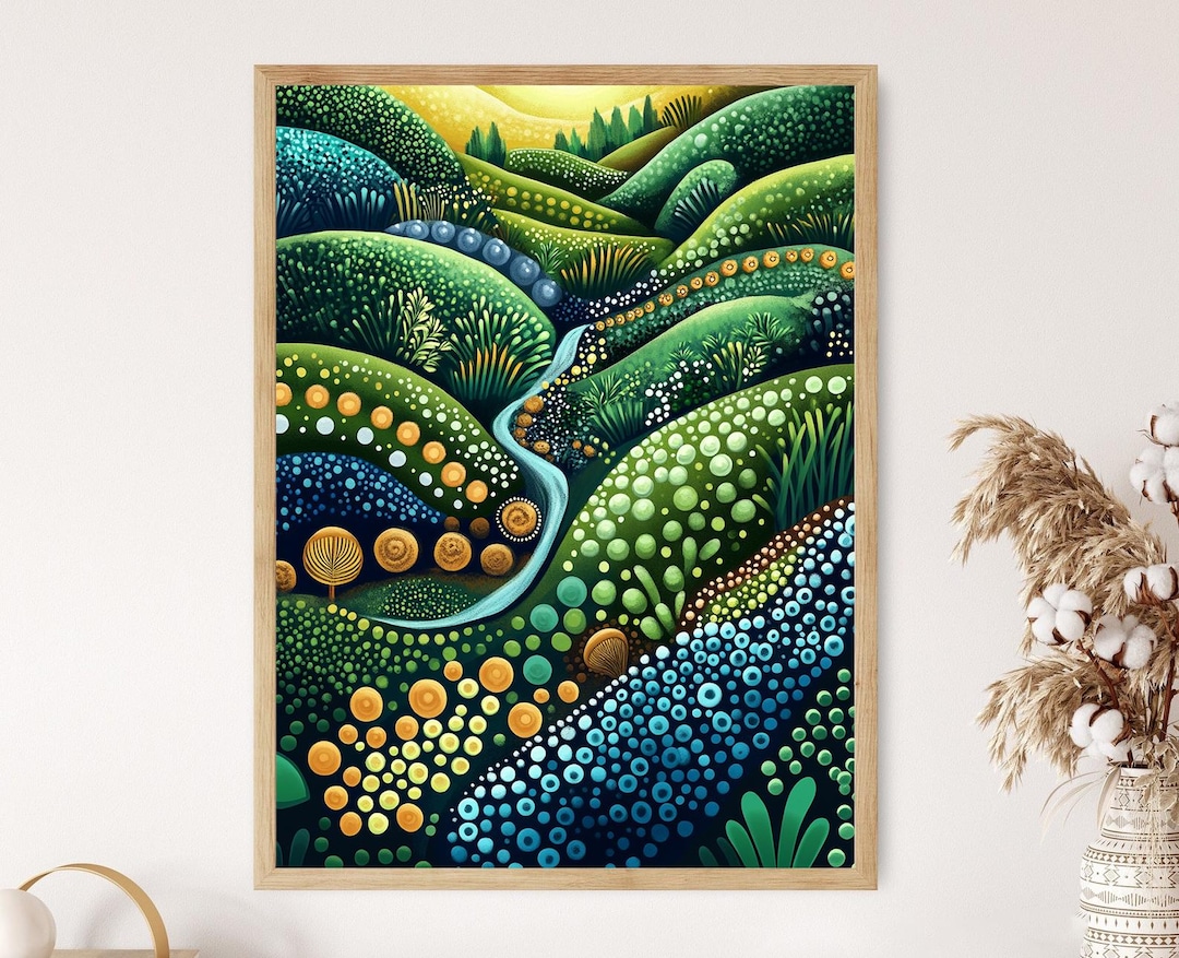 Noongar Dreaming Bushland Art Print, Aboriginal Cultural Poster, Dot ...