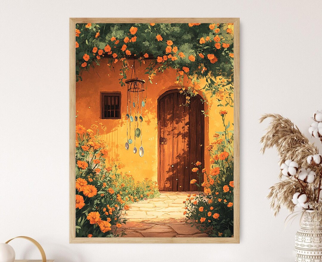 Mexican Garden Wind Chime Painting, Tin Spoon Bell Poster, Countryside ...