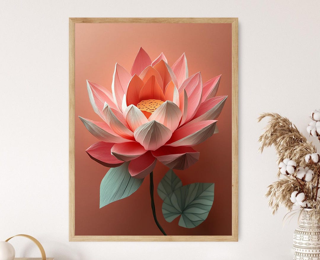 Origami Lotus Flower Art Print, Japanese Paper Craft - Etsy
