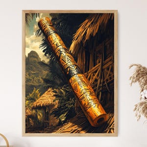 Tongan Ceremonial Club Wood Carving Art Print, Traditional Decor Poster ...