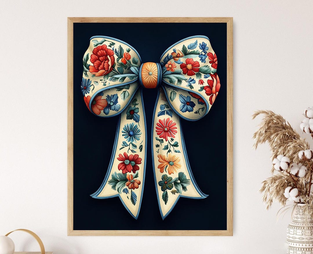 Hungarian Folk Ribbon Ornament Art Print, Traditional Heritage Decor ...