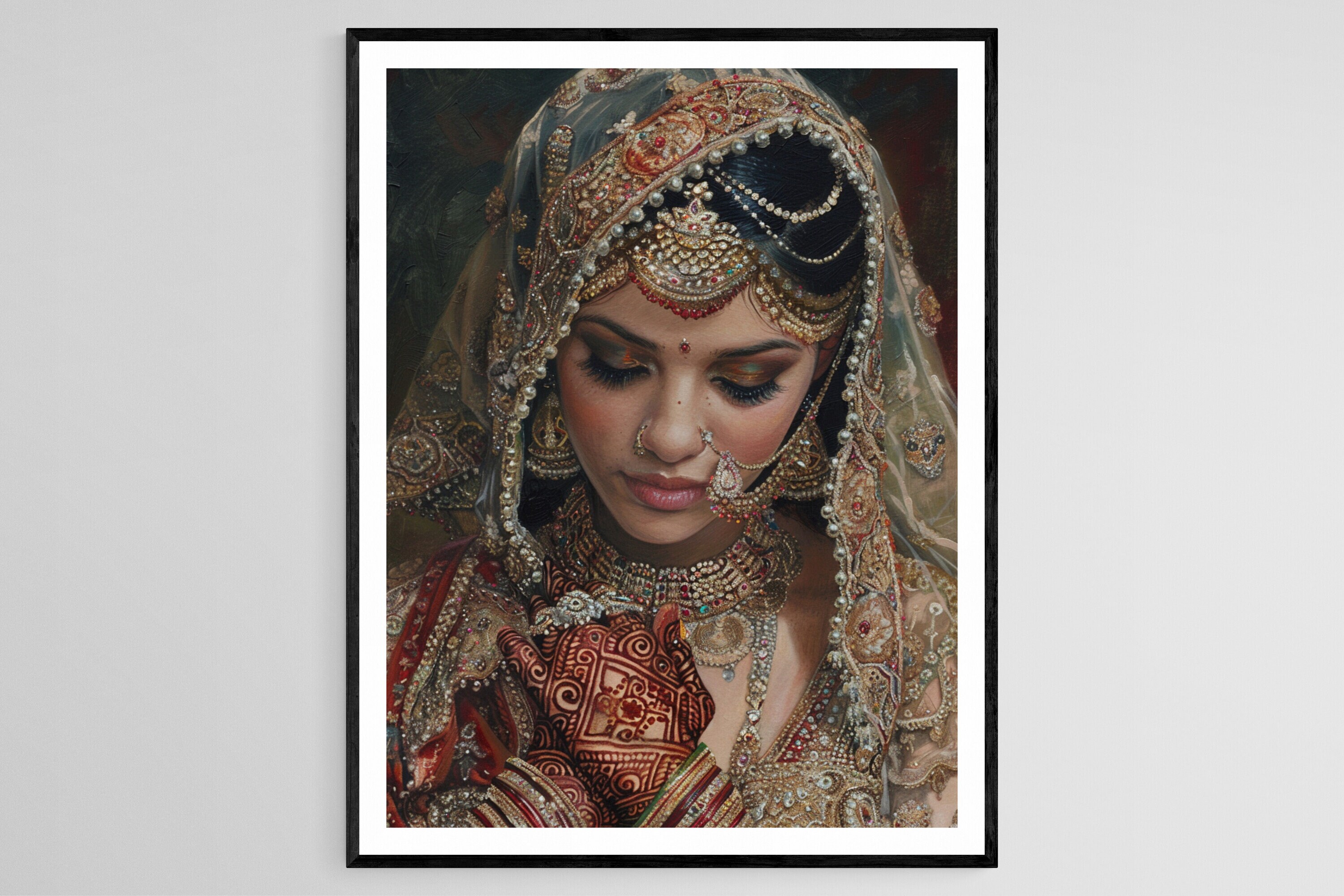 Traditional Indian Bridal Attire Art, Cultural Painting, - Etsy
