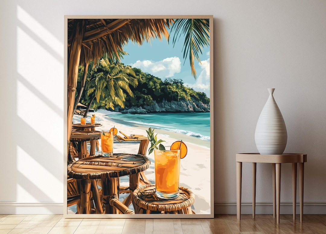 White Beach Bar Print, Filipino Tropical Style - Etsy