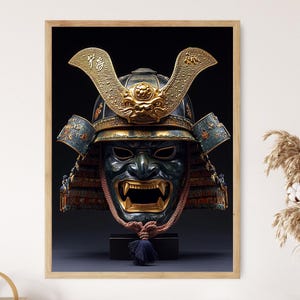 Shogun Helmet Poster, Japanese Samurai Armor Art - Etsy